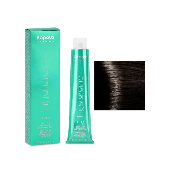 Kapous Краска для волос Hyaluronic Acid, 4.07 Коричневый натуральный ...